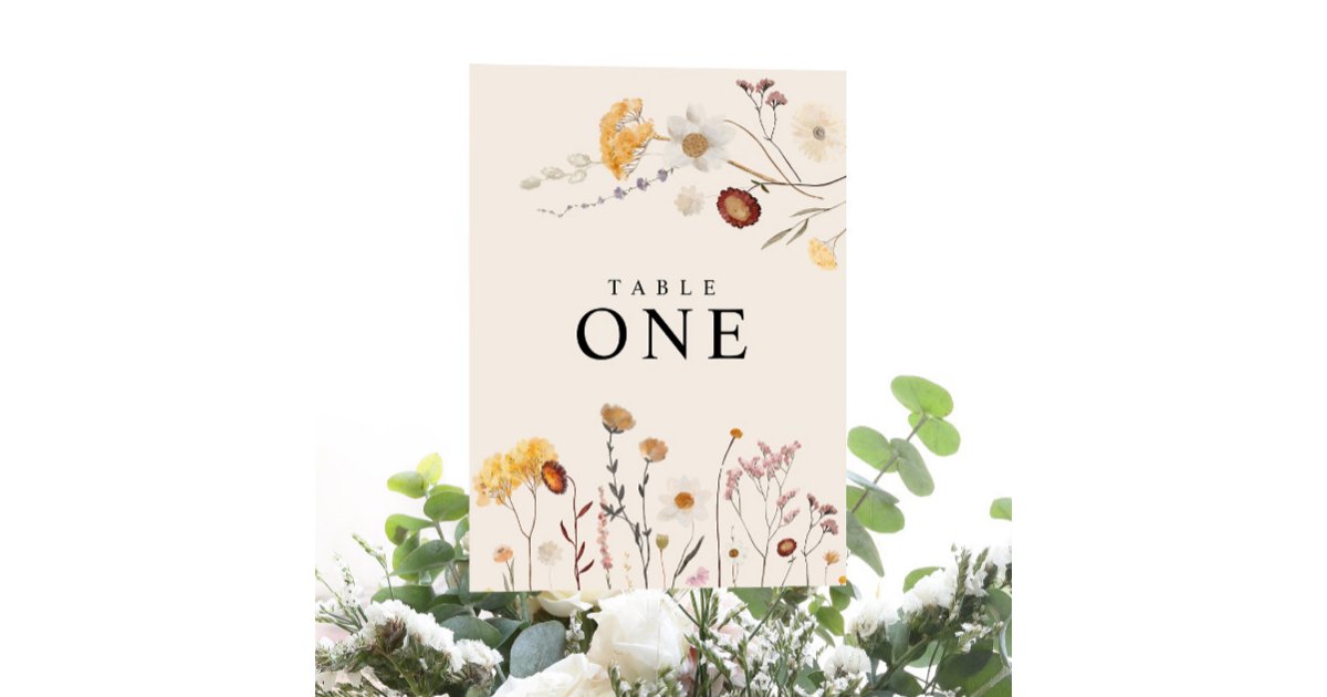 Wildflower Table Number Cards | Zazzle