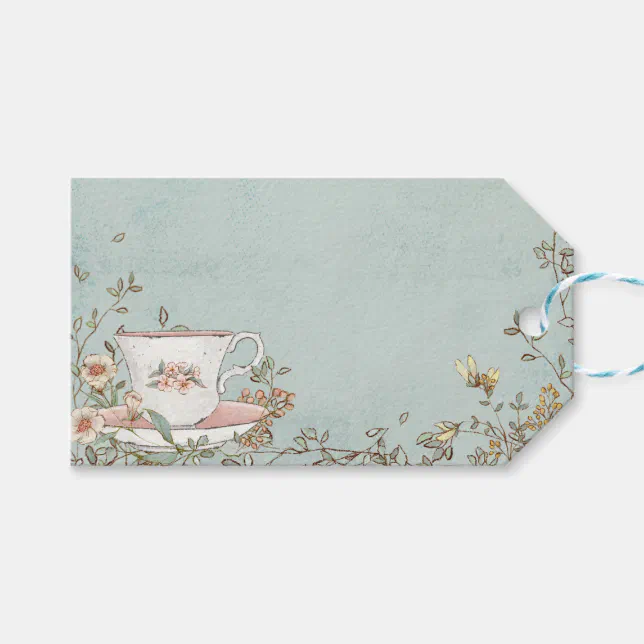 Wildflower Tea Party Birthday Horizontal Gift Tags | Zazzle