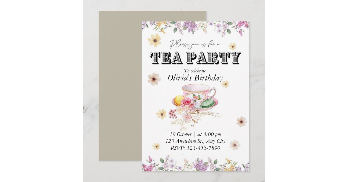 Wildflower Tea Party Birthday Invitation | Zazzle