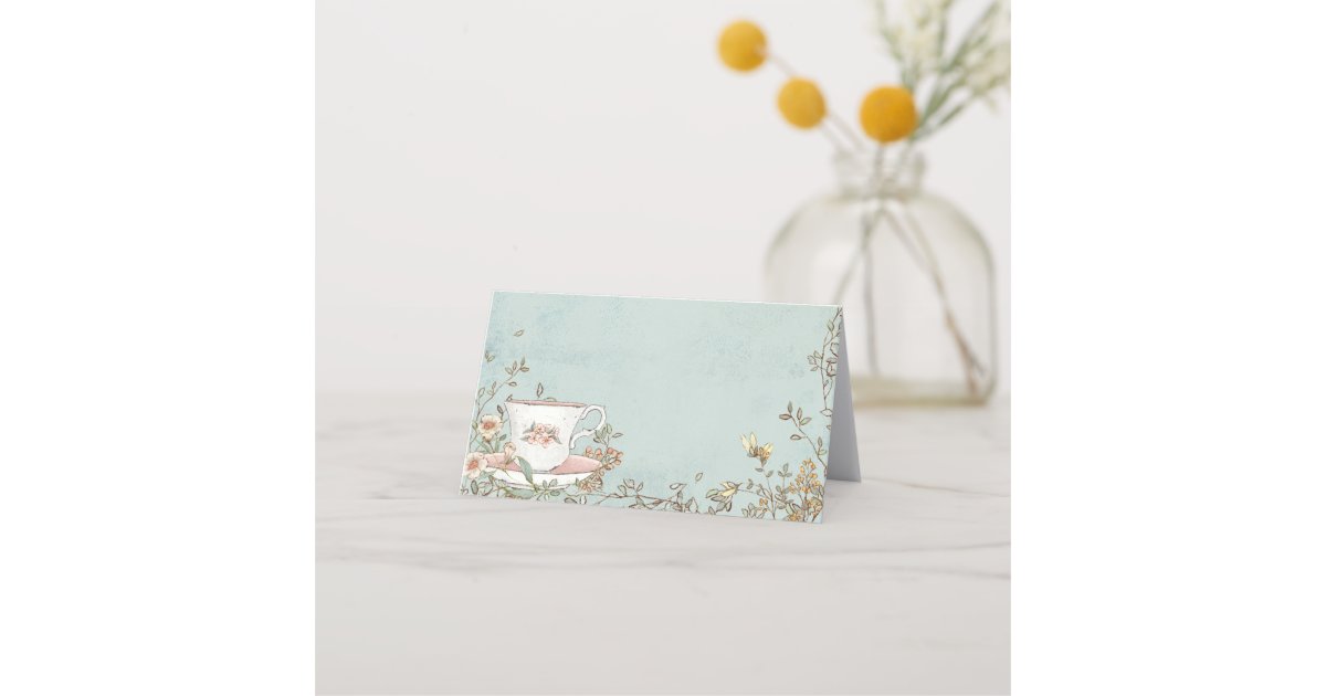 Wildflower Tea Party Birthday Place Card | Zazzle