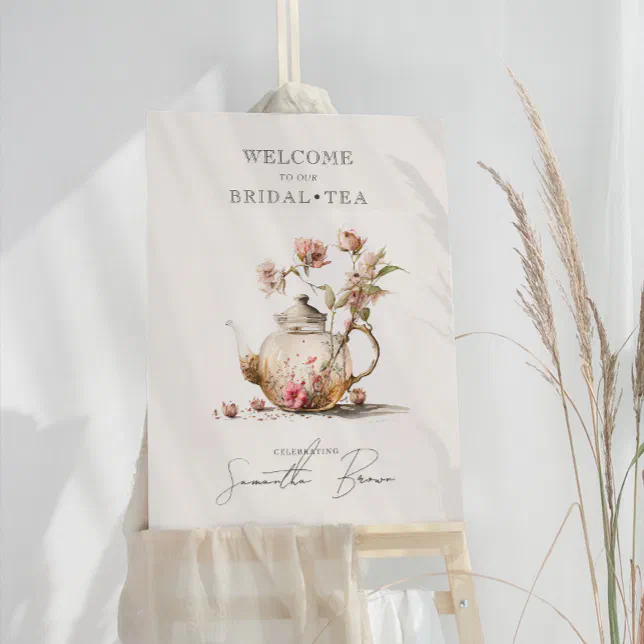 Wildflower Tea Party Bridal Shower Welcome Sign | Zazzle