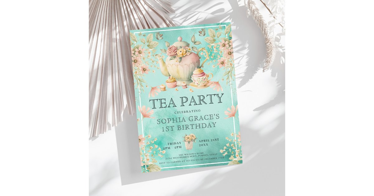 Wildflower Tea Party Girl Birthday Invitation | Zazzle
