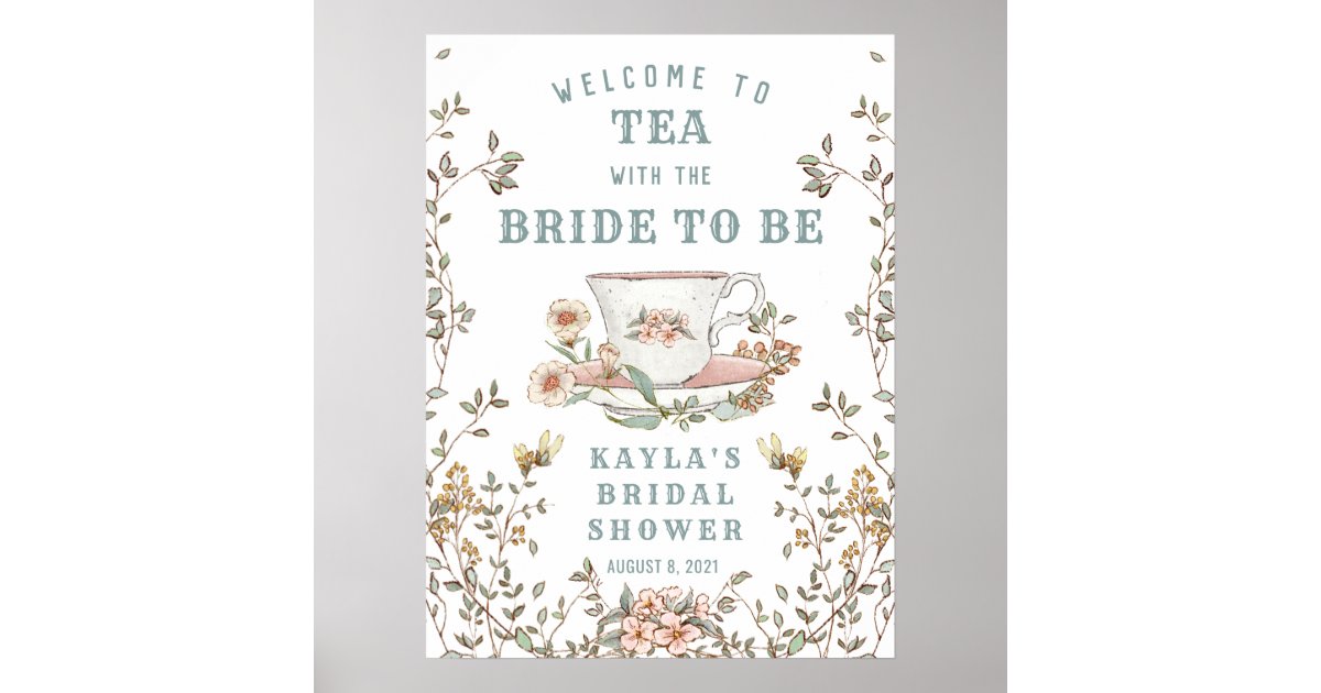 Wildflower Tea Party Shower Welcome Poster | Zazzle