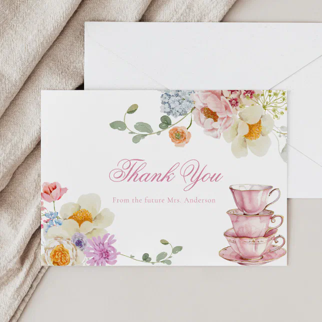 Wildflower Tea Party Thank You Note Card | Zazzle