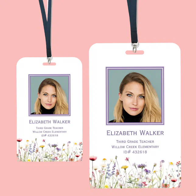 Wildflower Teacher Employee ID Badge | Zazzle