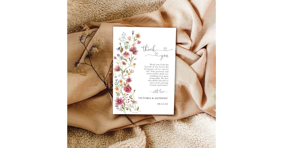 Wildflower Thank You Card | Zazzle
