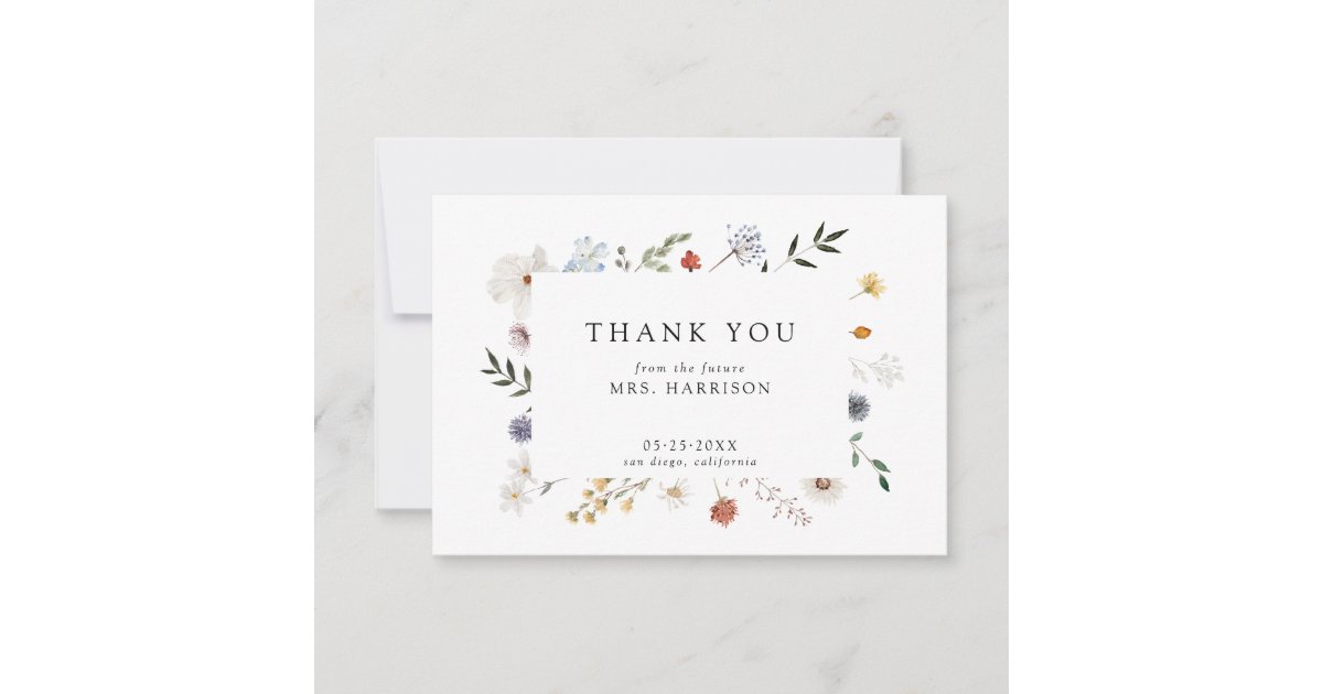 Wildflower Thank You Card | Zazzle