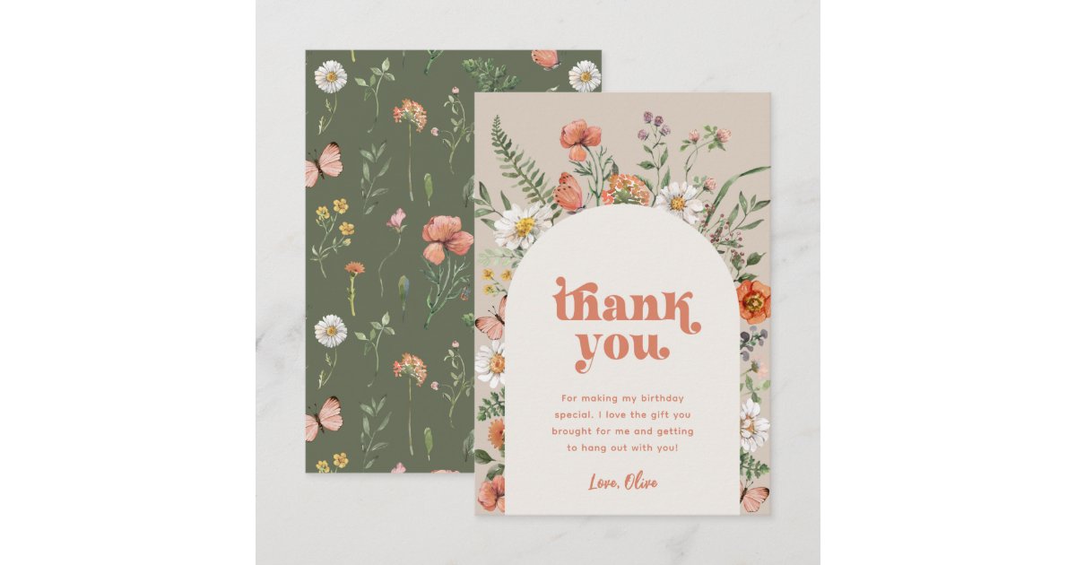 Wildflower Thank You Card | Wildflower Birthday | Zazzle