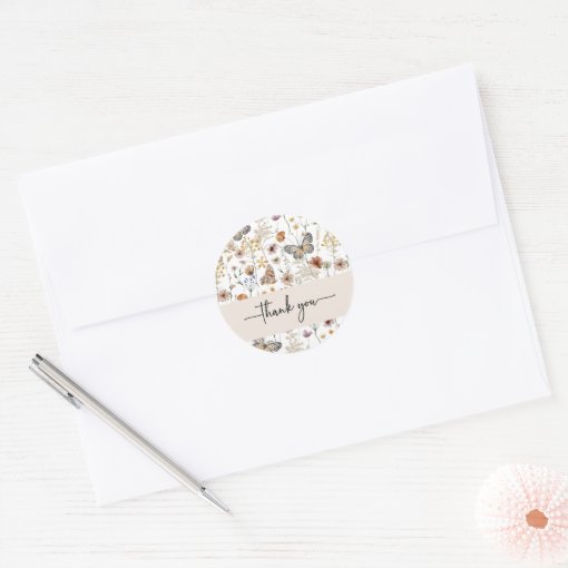 Wildflower Thank You Sticker | Zazzle