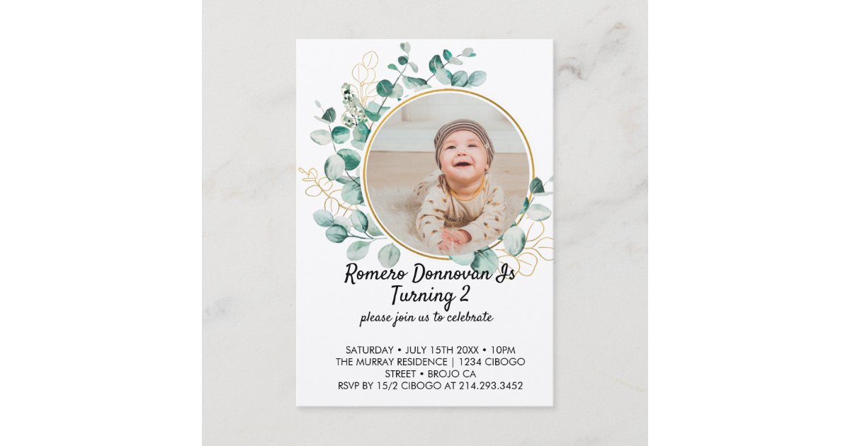 Wildflower Theme Boy 2st Birthday Invitation Card | Zazzle