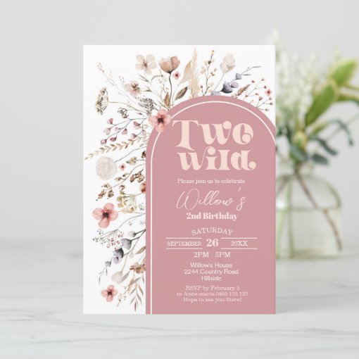 Wildflower Two Wild Birthday Invitation | Zazzle