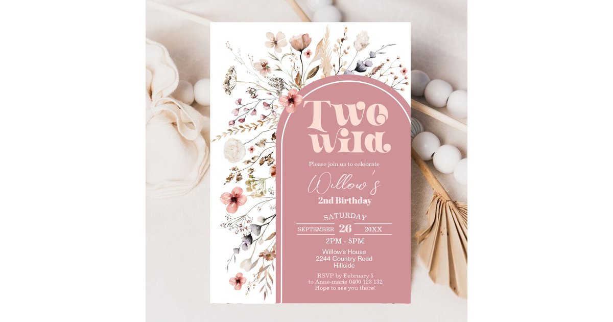 Wildflower Two Wild Birthday Invitation | Zazzle