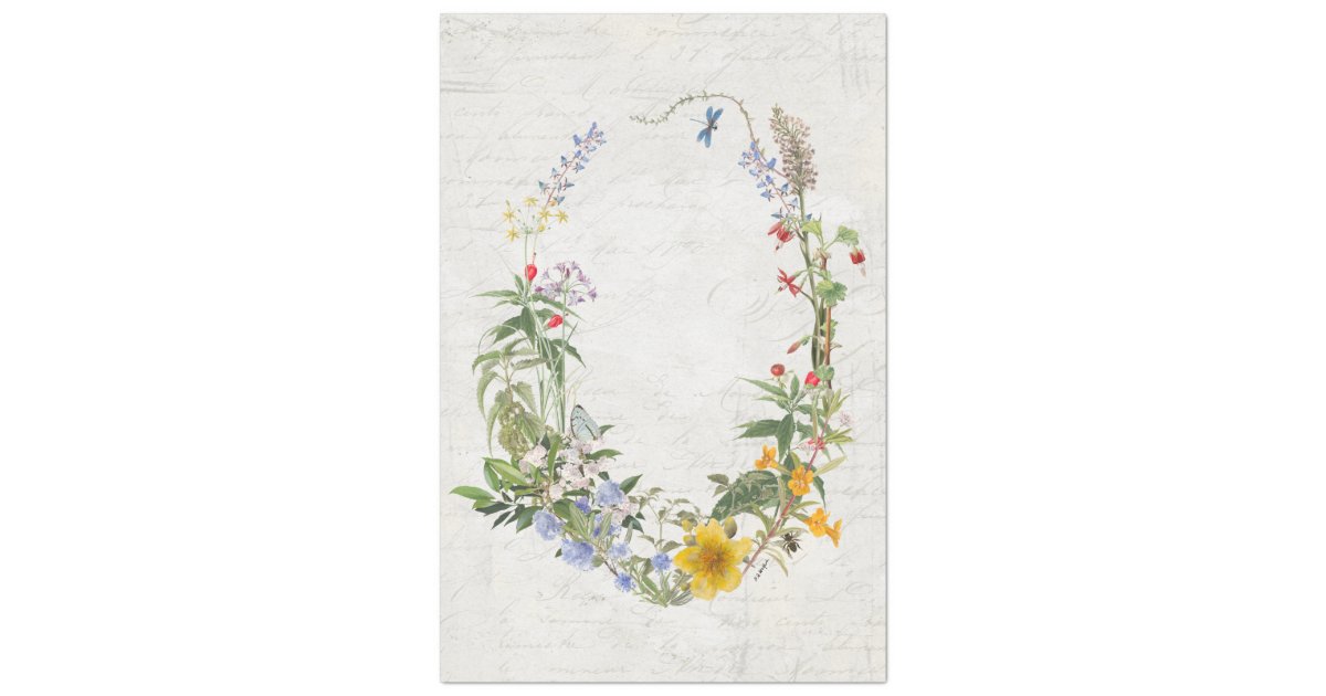 Wildflower Watercolor Botanical Floral Decoupage Tissue Paper | Zazzle