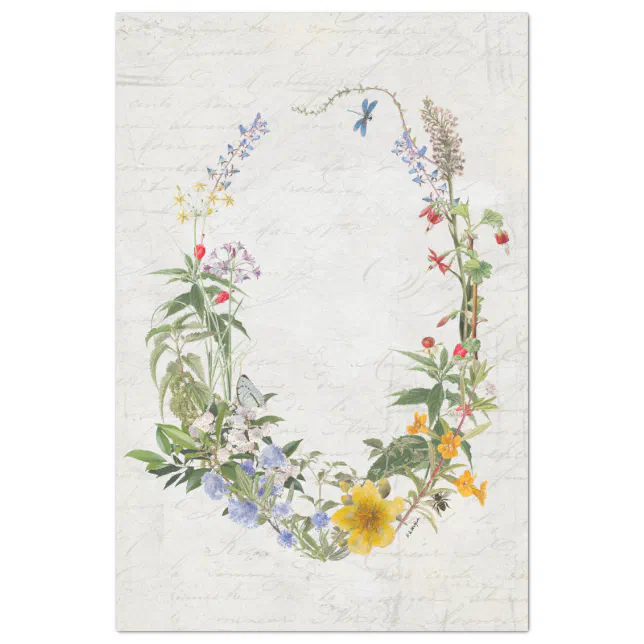 Wildflower Watercolor Botanical Floral Decoupage Tissue Paper | Zazzle