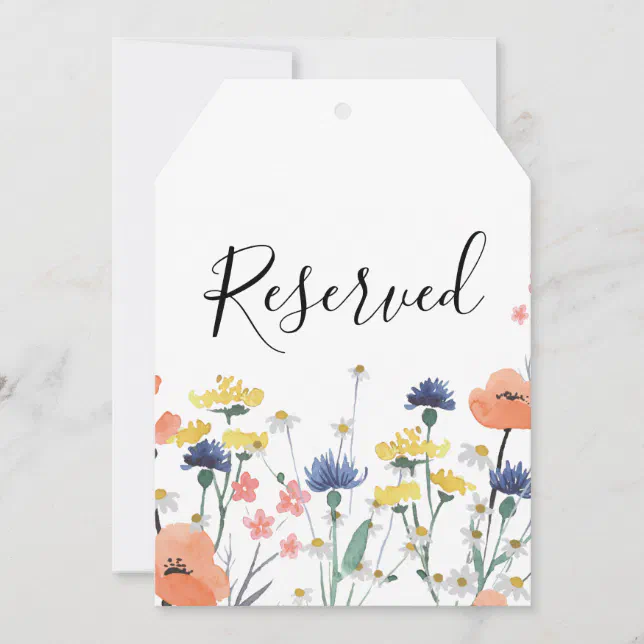 Wildflower watercolor floral Reserved Sign Invitation | Zazzle