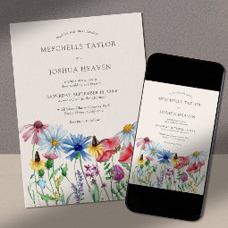 Wildflower Wedding Boho Country Floral Invitation | Zazzle