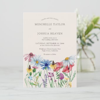 Wildflower Wedding Boho Country Floral Invitation | Zazzle