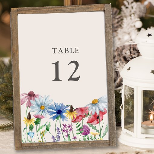 Wildflower Wedding Country Flower Table Number | Zazzle