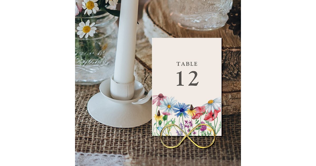 Wildflower Wedding Country Flower Table Number | Zazzle