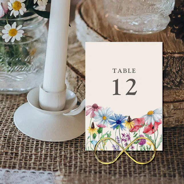 Wildflower Wedding Country Flower Table Number | Zazzle