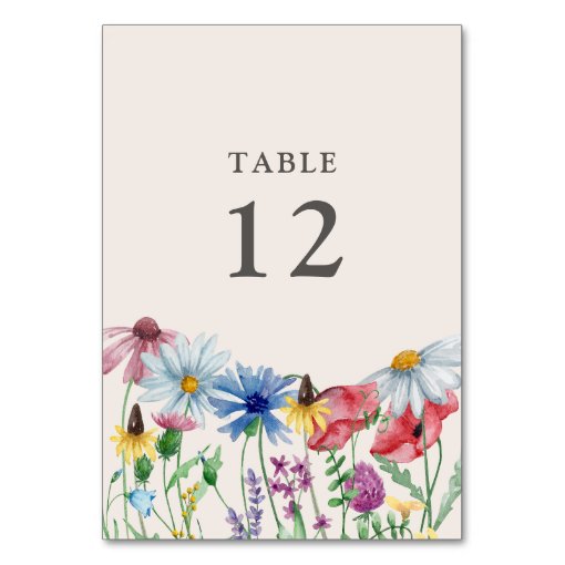 Wildflower Wedding Country Flower Table Number | Zazzle