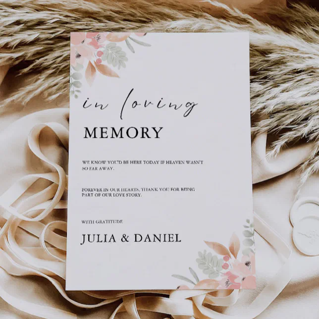 Wildflower Wedding In Loving Memory Sign, Invitation | Zazzle
