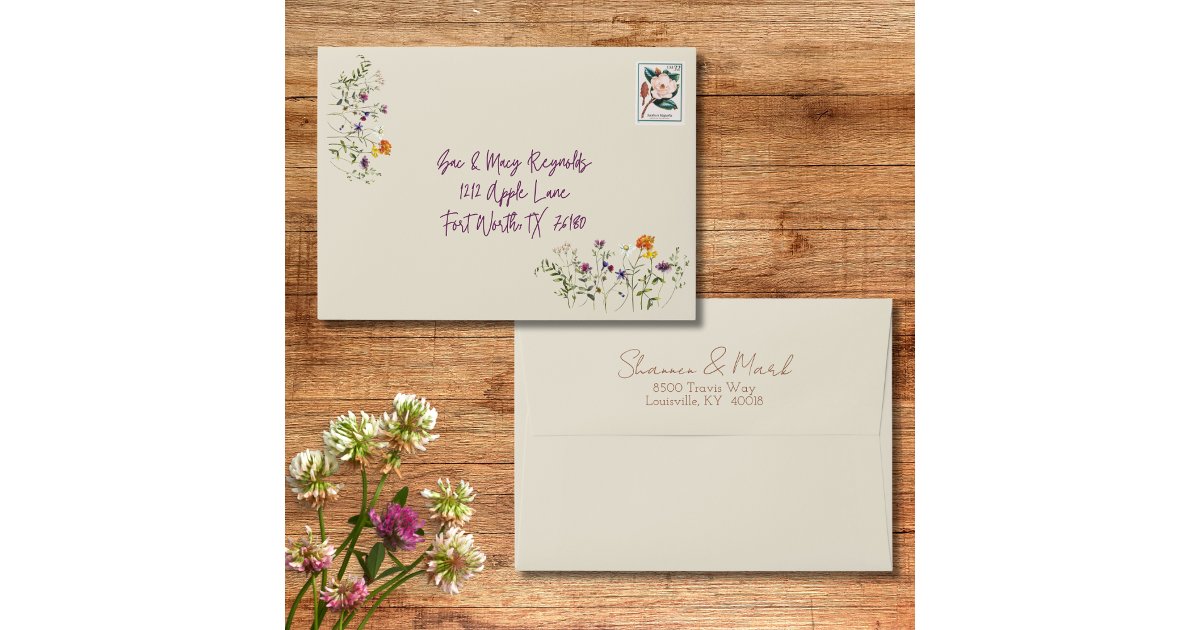 Wildflower Wedding Invitation Return Address Envelope | Zazzle