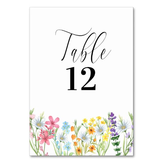 Wildflower Wedding Meadow Flower Table Number | Zazzle.com