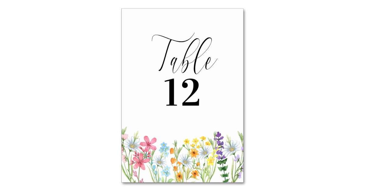 Wildflower Wedding Meadow Flower Table Number | Zazzle