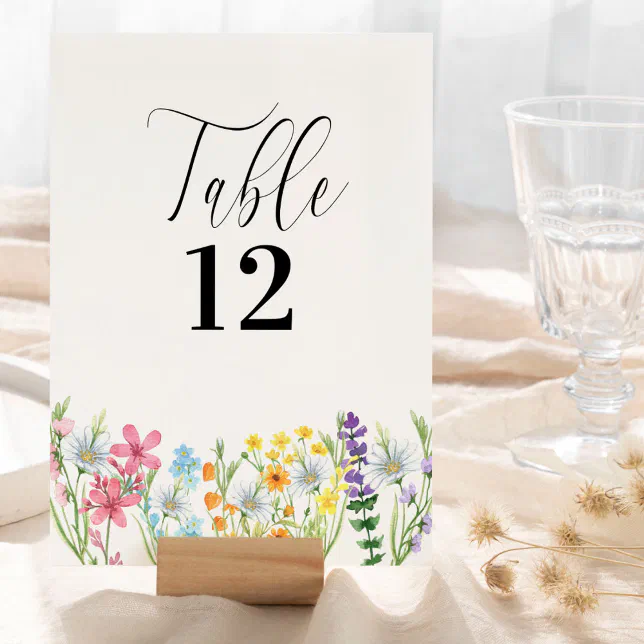 Wildflower Wedding Meadow Flower Table Number | Zazzle