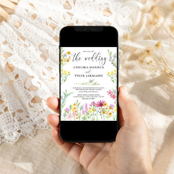 Wildflower Wedding Pretty Floral Wild Flower Invitation | Zazzle