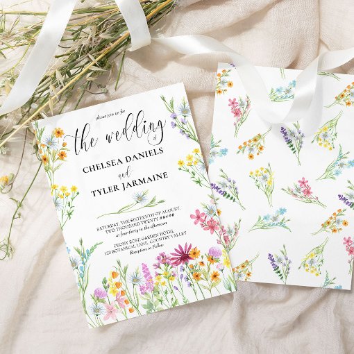 Wildflower Wedding Pretty Floral Wild Flower Invitation | Zazzle