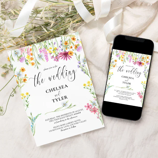 Wildflower Wedding Pretty Wild Flower Floral Invitation | Zazzle