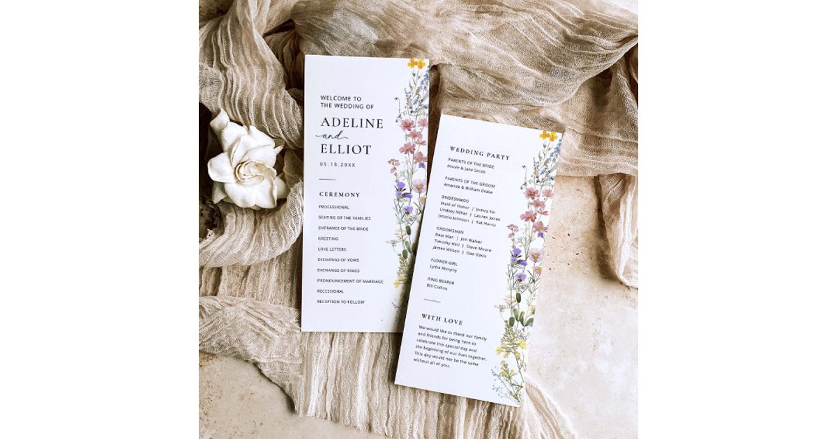 Wildflower Wedding Program Floral Wedding Program | Zazzle