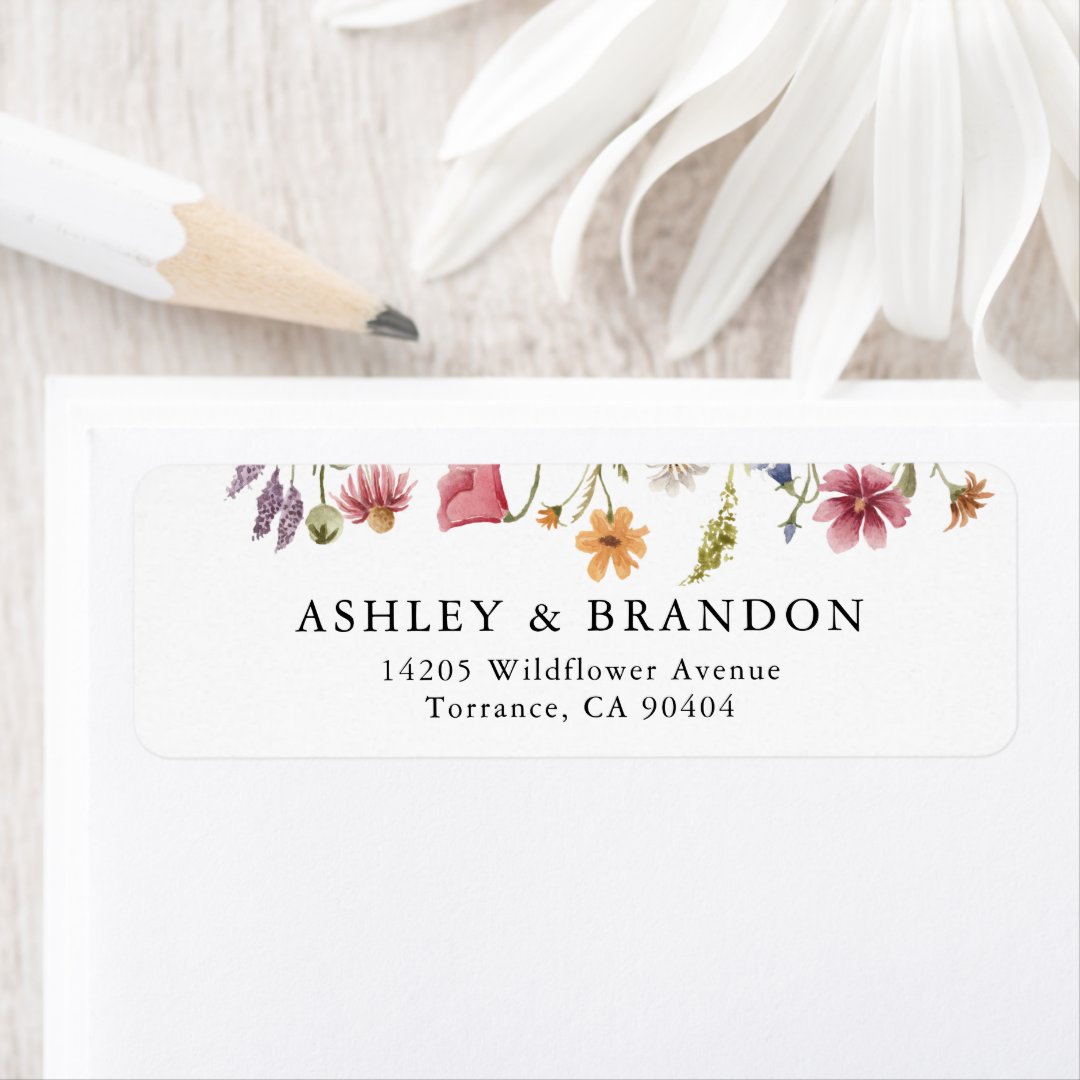 Wildflower Wedding Return Address Labels | Zazzle