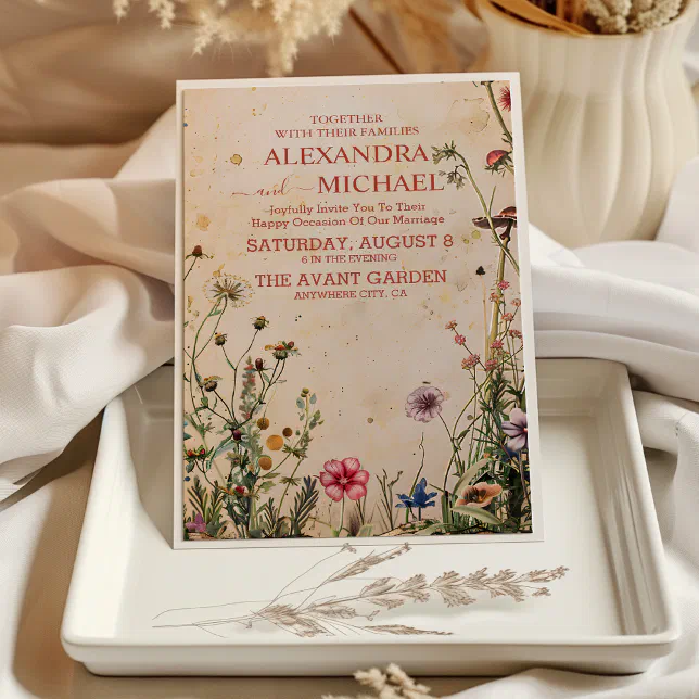 Wildflower Wedding Rustic Country Invitation | Zazzle