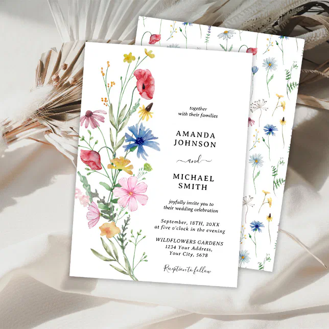 Wildflower Wedding Rustic Floral Invitation | Zazzle