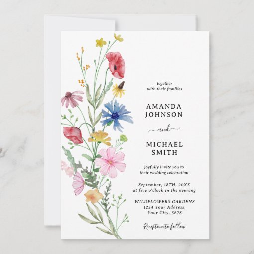 Wildflower Wedding Rustic Floral Invitation | Zazzle