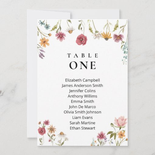 Wildflower Wedding seating charts card | Zazzle