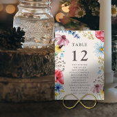 Wildflower Wedding Table Floral Seating Chart Table Number | Zazzle