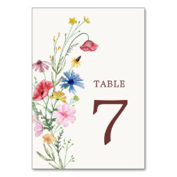 Wildflower Wedding Table Number | Zazzle