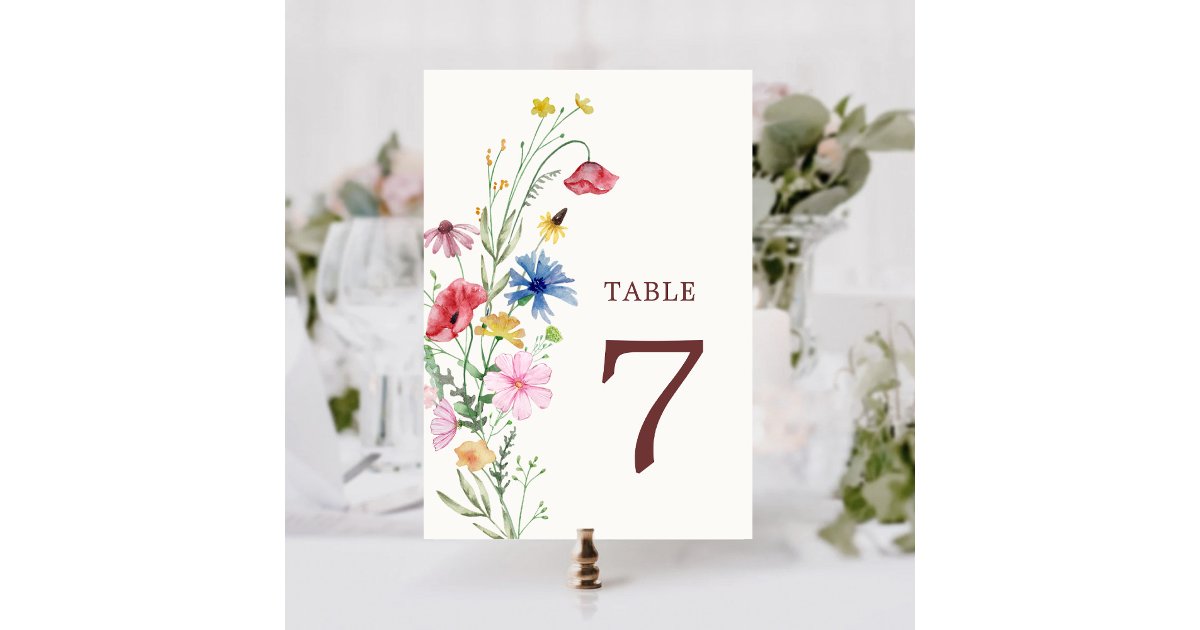 Wildflower Wedding Table Number | Zazzle