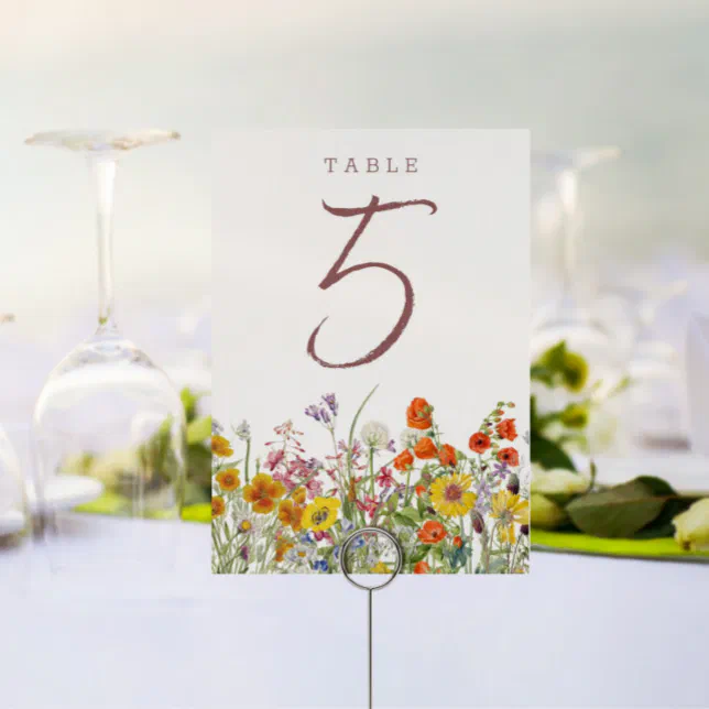 Wildflower Wedding Table Numbers | Zazzle