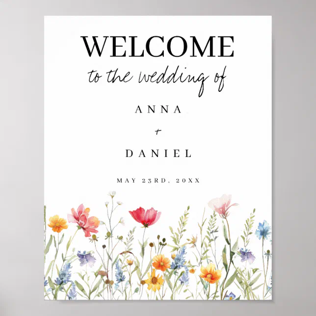 Wildflower Wedding Welcome Poster | Zazzle