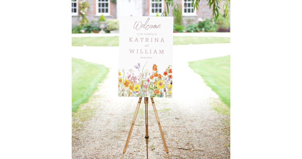 Wildflower Wedding Welcome Sign | Zazzle