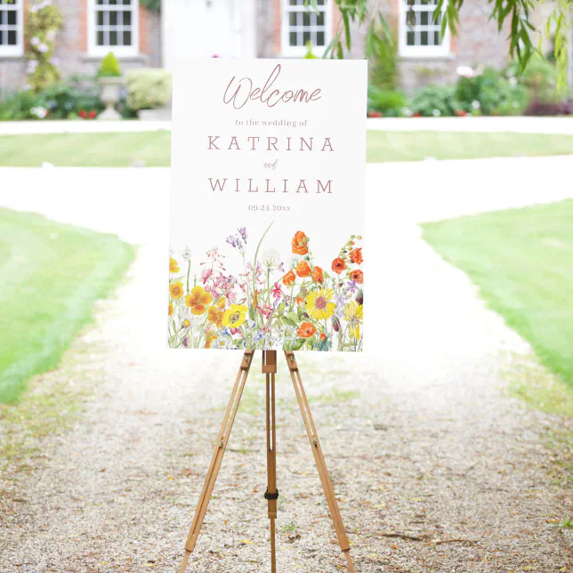 Wildflower Wedding Welcome Sign | Zazzle