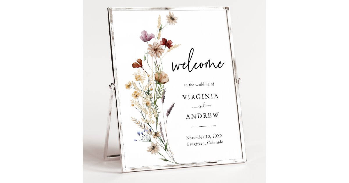 Wildflower Welcome Wedding Poster | Zazzle