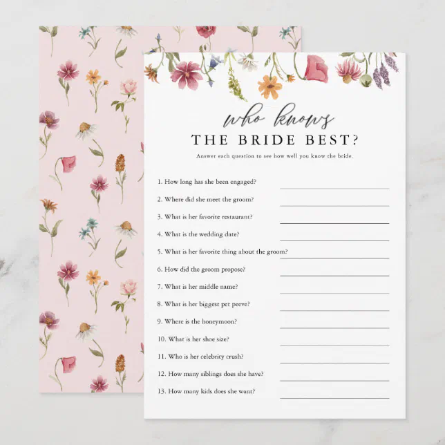 Wildflower Who Knows The Bride Best Digital Invitation | Zazzle