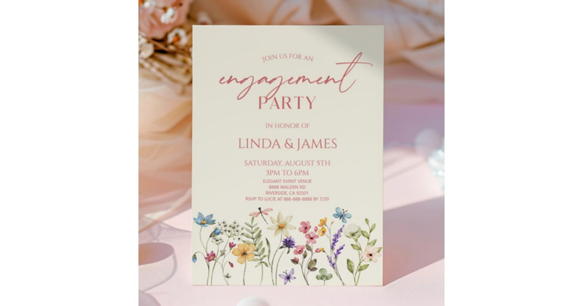 Wildflower Wild Flower Floral Engagement Party Invitation | Zazzle