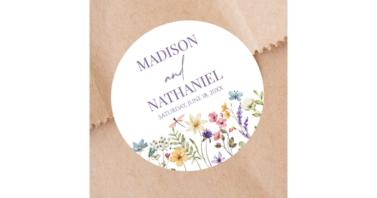 Wildflower Wild Flower Floral Garden Wedding Classic Round Sticker | Zazzle